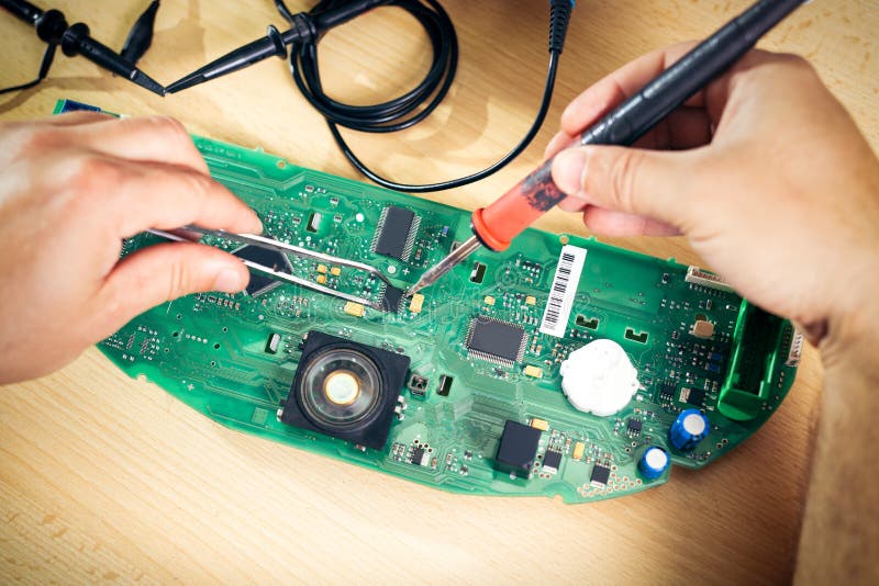 Tech Tests Electronic Equipment in Service Center Stock Image - Image ...