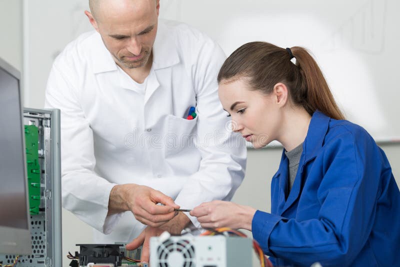 Tech Tests Electronic Equipment in Service Centre Stock Photo - Image ...