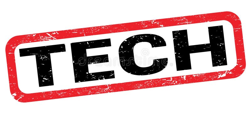 TECH Text Written on Red-black Rectangle Stamp Stock Image - Image of ...