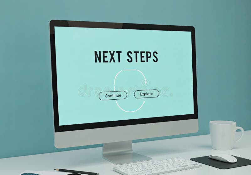 Tech Themed Next Steps Ui with Interactive Buttons Stock Illustration ...