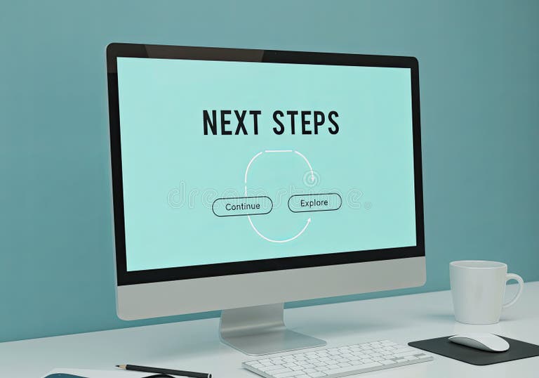Tech Themed Next Steps Ui with Interactive Buttons Stock Illustration ...
