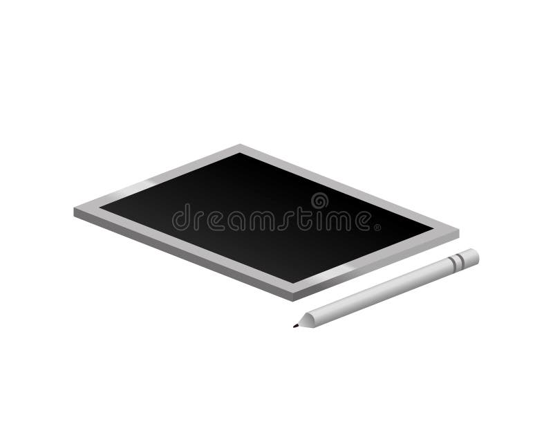 Tech touch tablet with pen stock vector. Illustration of hand - 78734220
