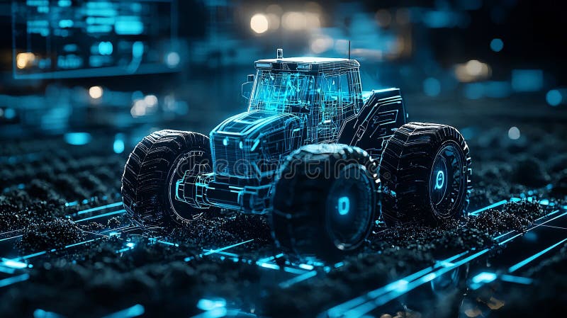 Tech tractor stock illustration. Illustration of intelligence - 385633000