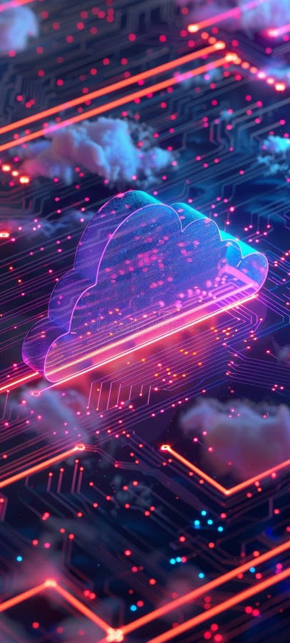 Tech Transformation with Futuristic Processor AI Cloud Abstract Neon ...