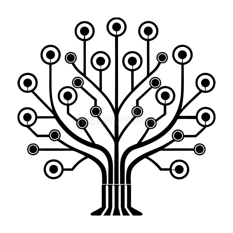 Tech Tree Circuit Board Style Illustration - Digital Technology and ...