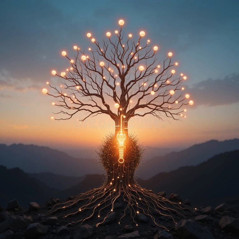 Tech Tree with Glowing Data Branches – Concept of Digital Roots and ...