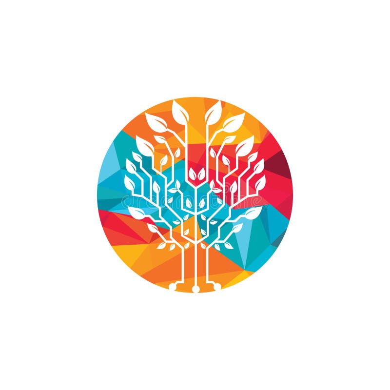 Tech Tree Vector Logo Design Template. Connecting Network Tree Icon ...