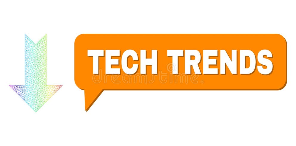 Spectral Network Gradient Arrow Down Icon and Tech Trends Chat Cloud ...