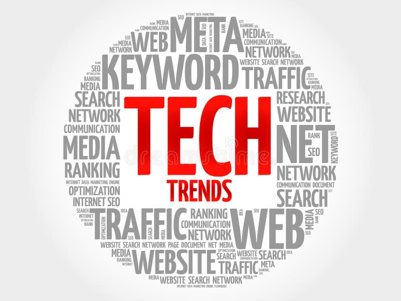 Tech Trends Word Cloud Collage Stock Illustration - Illustration of ...