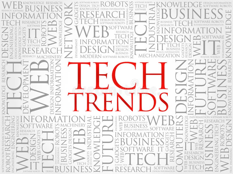 Tech Trends Word Cloud Collage Stock Illustration - Illustration of ...
