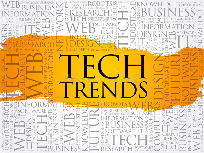 Tech Trends Word Cloud Collage Stock Illustration - Illustration of ...
