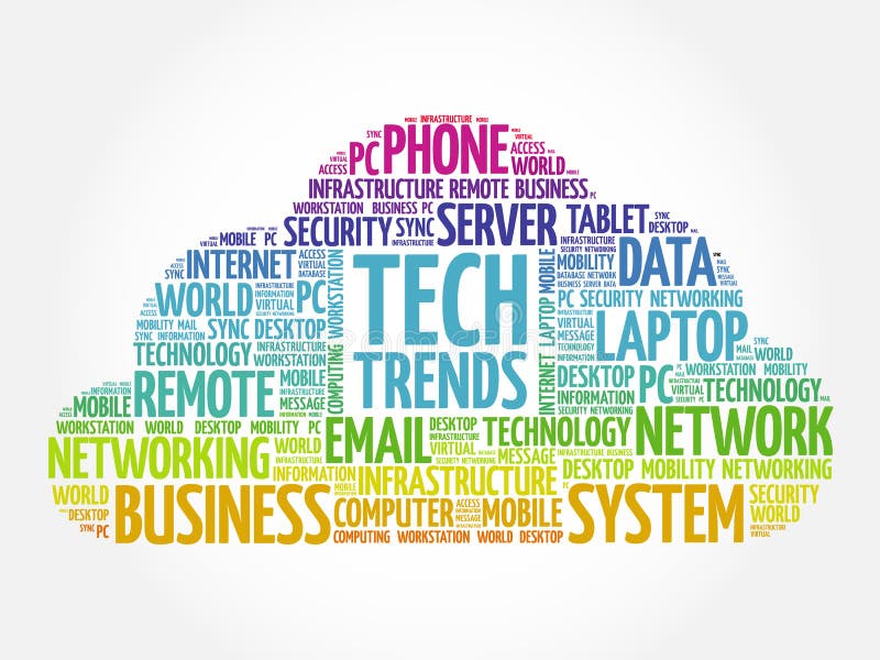 Tech Trends Word Cloud Collage Stock Illustration - Illustration of ...