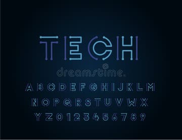 Tech Vector Font Typeface Unique Design. for Technology, Circuits ...