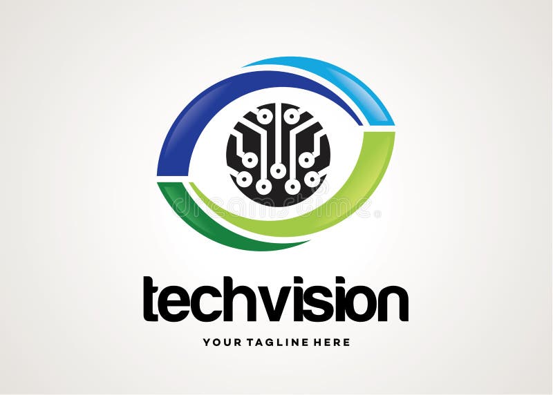 Tech Vision - Vector Logo Template Concept Illustration. Abstract Human ...