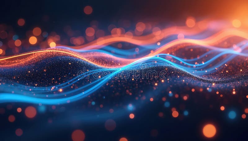 Tech Wallpaper Featuring Wave Pattern, Colored Lines with Bokeh Effect ...