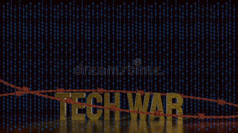 The Tech War Text and Barbed Wire for Business or Technology Concept 3d ...