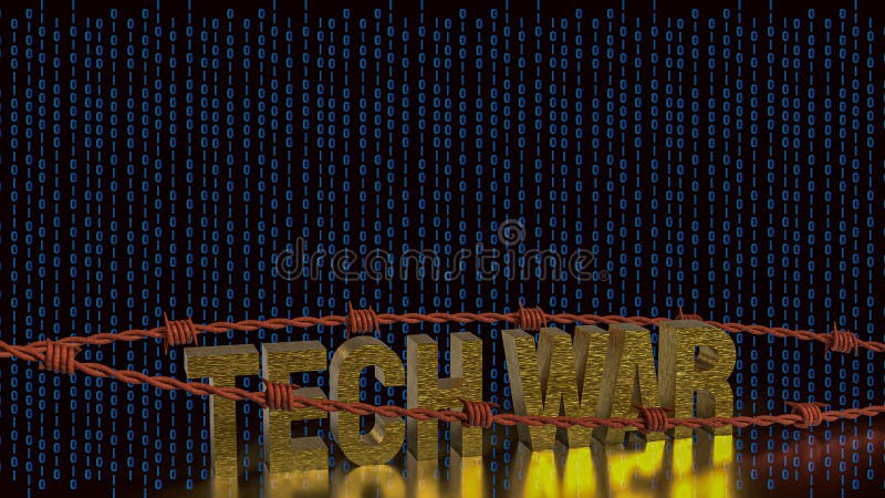 The Tech War Text and Barbed Wire for Business or Technology Concept 3d ...
