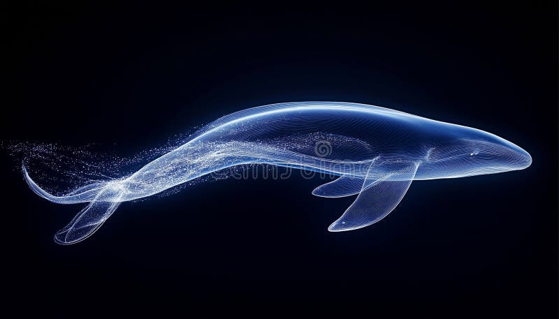 Tech Whale with Dynamic Lines and Glossy Blue Abstract Design Stock ...