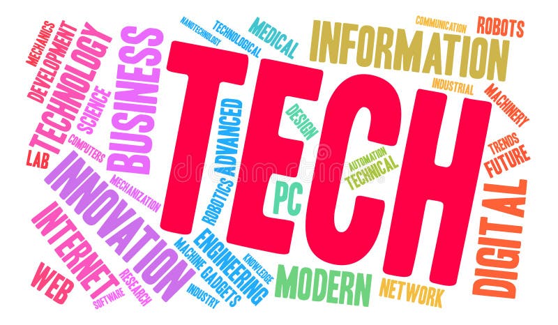 Tech Word Cloud stock vector. Illustration of development - 103079409