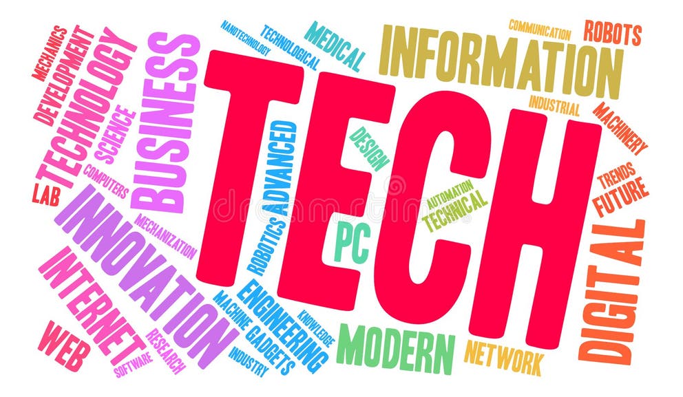 Tech Word Cloud stock vector. Illustration of development - 103079409