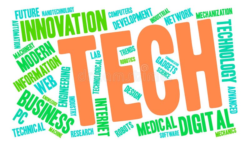 Tech Word Cloud stock vector. Illustration of information - 103077679