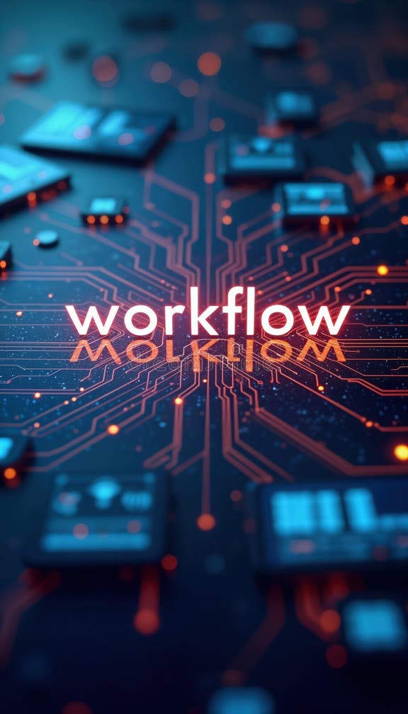 Tech Workflow Optimization Concept Illustrated with Glowing Circuits ...