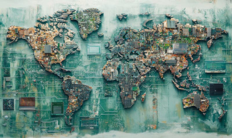 The Tech World Map Emphasizes Global Network Computing and Artificial ...