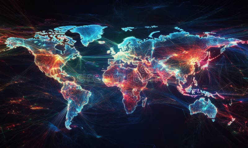 The Tech World Map Emphasizes Global Network Computing and Artificial ...