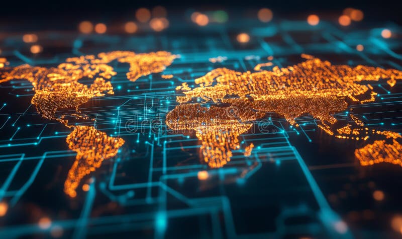 The Tech World Map Emphasizes Global Network Computing and Artificial ...
