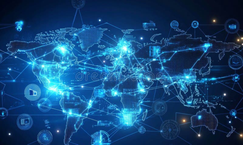 The Tech World Map Emphasizes Global Network Computing and Artificial ...