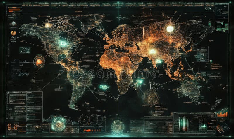 The Tech World Map Emphasizes Global Network Computing and Artificial ...