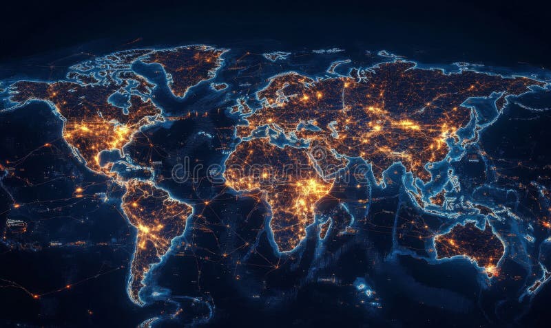 The Tech World Map Emphasizes Global Network Computing and Artificial ...