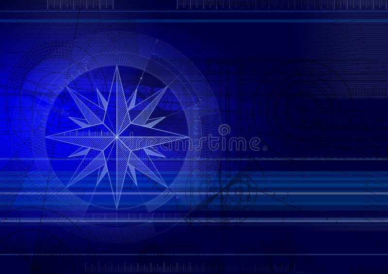 Techbackground with Windrose Blue Stock Illustration - Illustration of ...