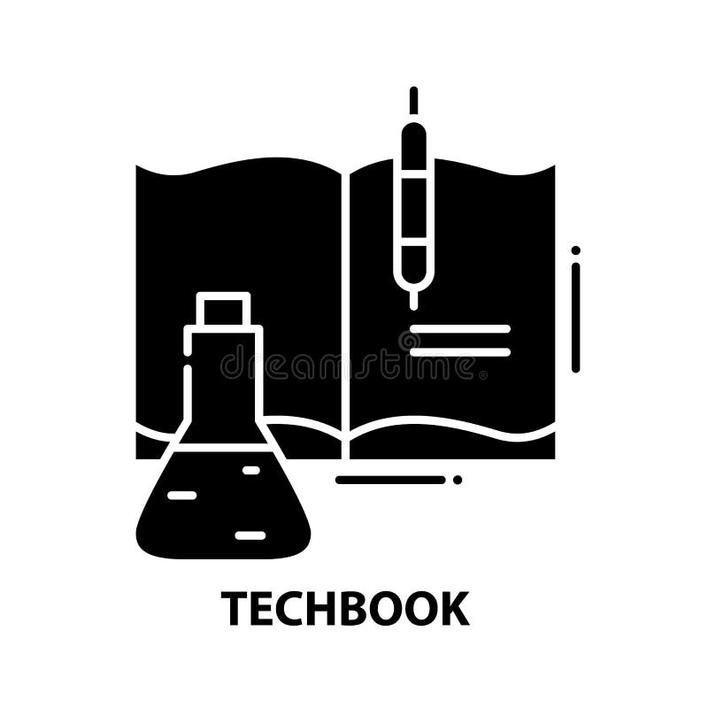 Techbook Icon, Black Vector Sign with Editable Strokes, Concept ...