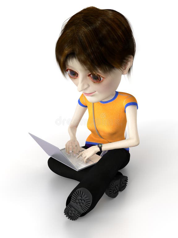 Techie girl. stock illustration. Illustration of jeans - 14461248