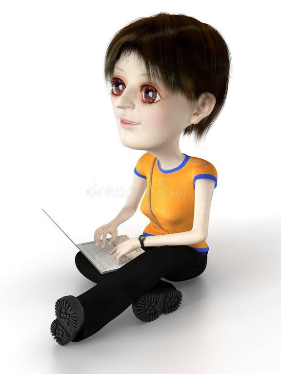 Techie girl. stock illustration. Illustration of cartoon - 14461258