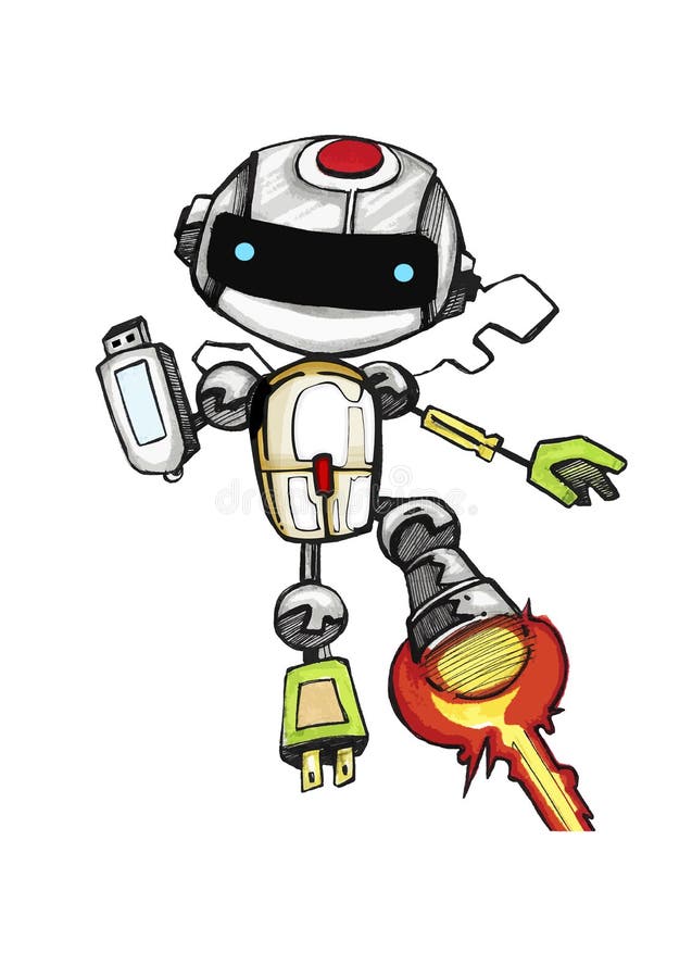 Techie robot 2 stock illustration. Illustration of drawing - 43269983
