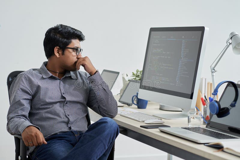 Techincal Director Reading Code Stock Photo - Image of programmer ...