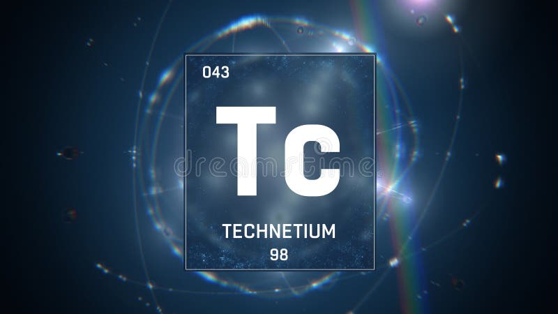 Technetium As Element 43 of the Periodic Table 3D Illustration on Blue ...