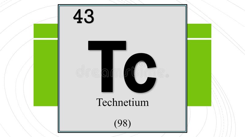 Technetium Chemical Element Symbol on Square Green Background Stock ...