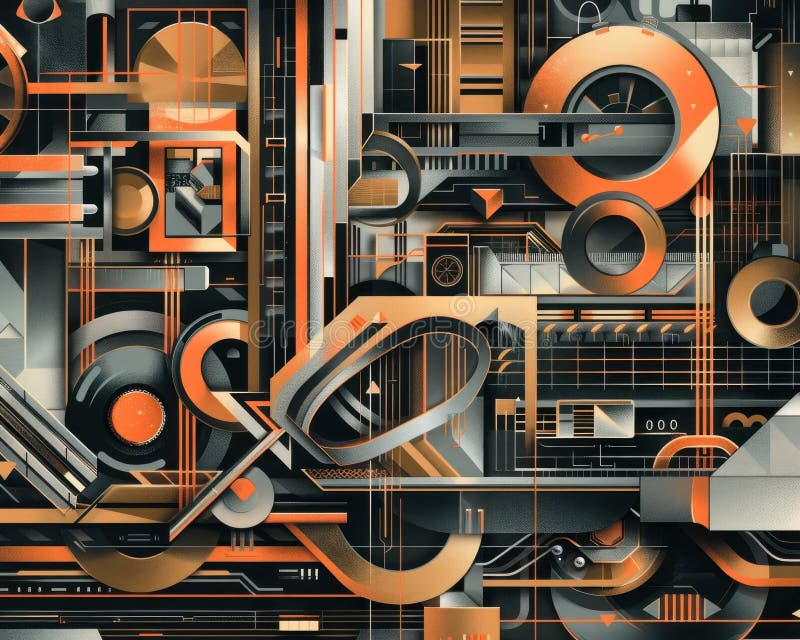 A Technical Abstract Image with Many Mechanical Details. Stock ...