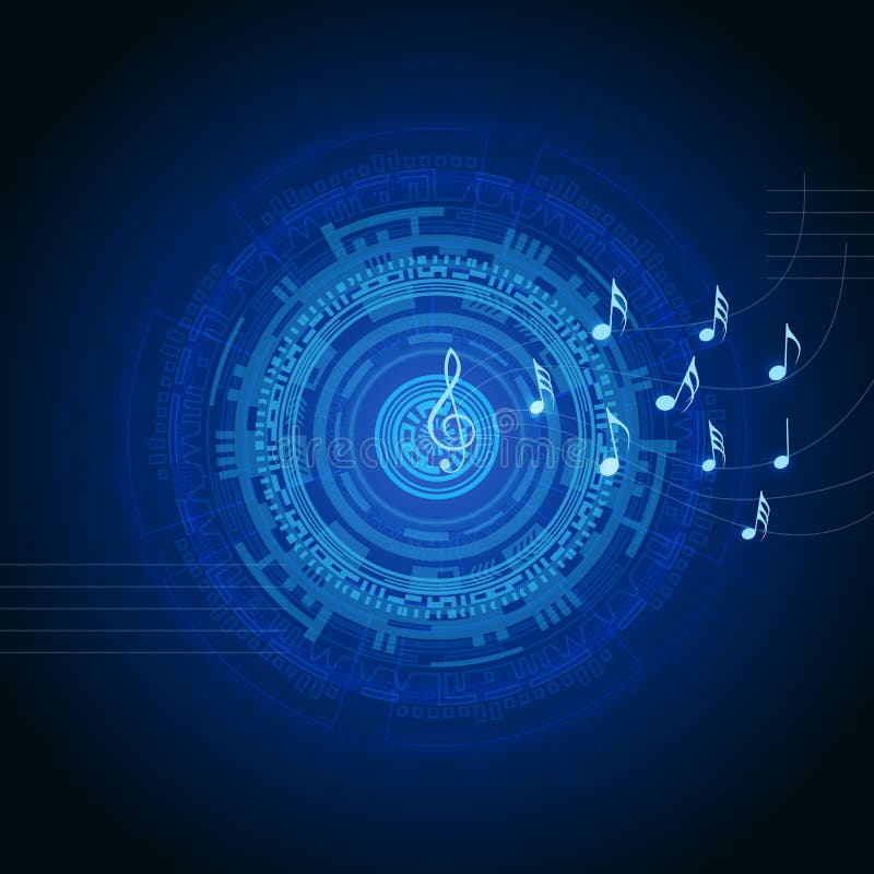Technical Abstract Vector Illustration with Music Notes Stock Vector ...
