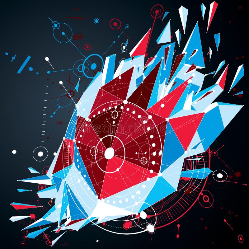 Technical Abstraction Created in Low Poly Style. Engineering Draft for ...