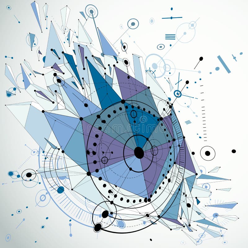 Technical Abstraction Created in Low Poly Style. Engineering Draft for ...