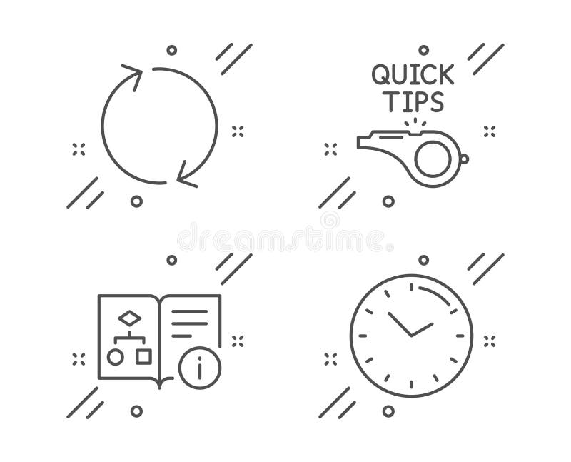 Technical Algorithm, Tutorials and Refresh Icons Set. Time Sign. Project Doc, Quick Tips ...