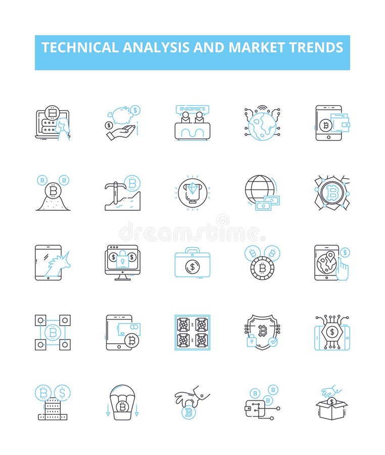 Technical Analysis and Market Trends Vector Line Icons Set. Technical ...