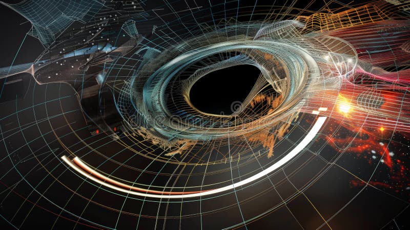 Technical Architecture Drawing: Black Hole Accretion Disk and Jet Stock ...