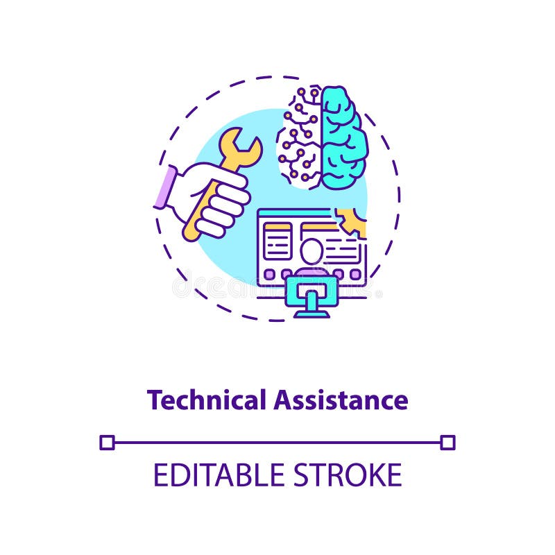 Technical Assistance Flat Icon Stock Vector - Illustration of ...