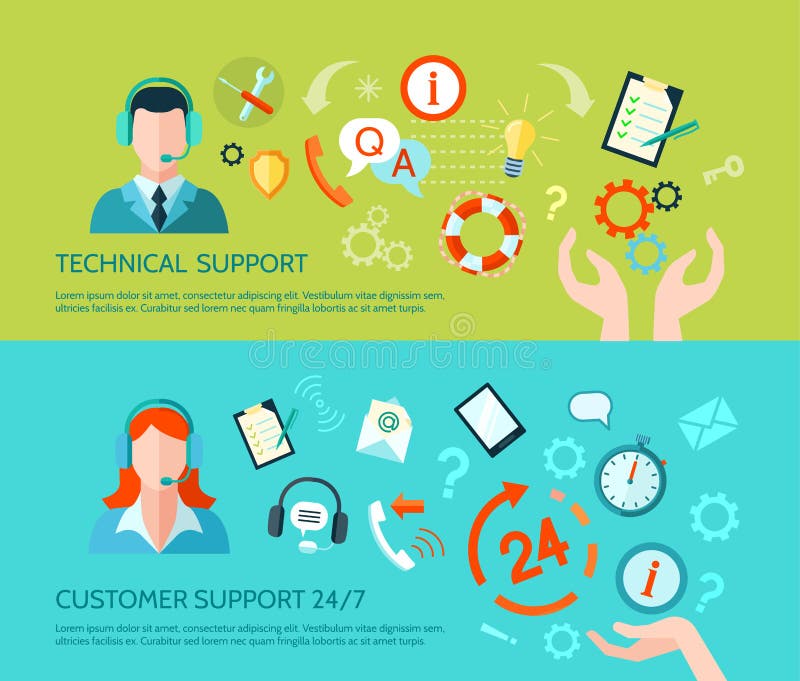 Technical Assistance and Support Banners Stock Vector - Illustration of ...