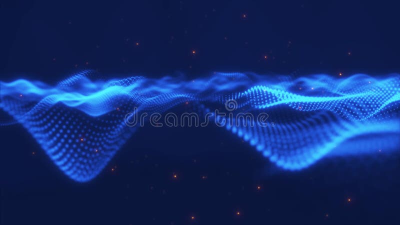 Technical Blue Background of Waves and Yellow Particles Stock Footage ...